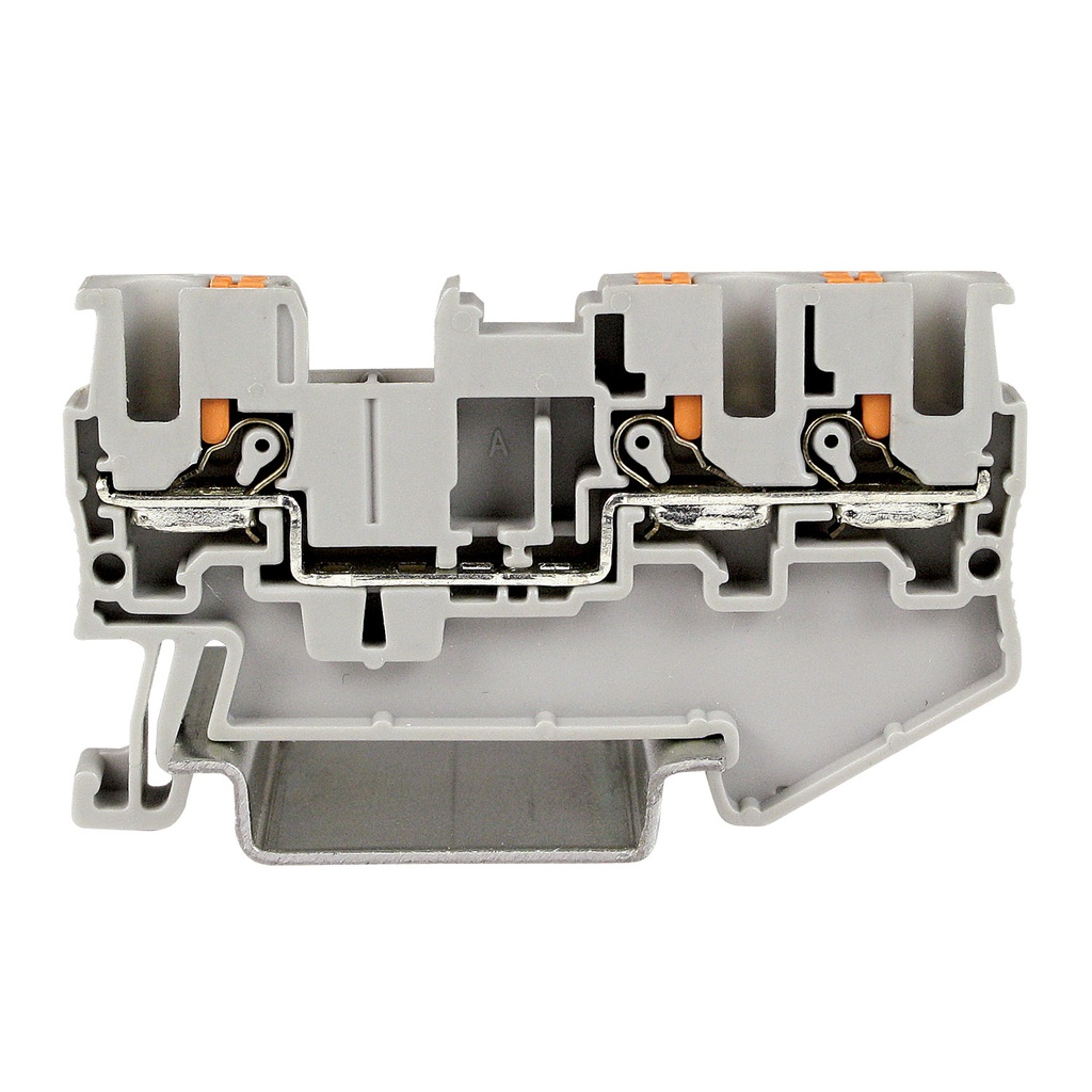 3-Wire Push-In Terminal Block, DIN Rail Mount, 5.2mm, UL , 26-12 AWG ...
